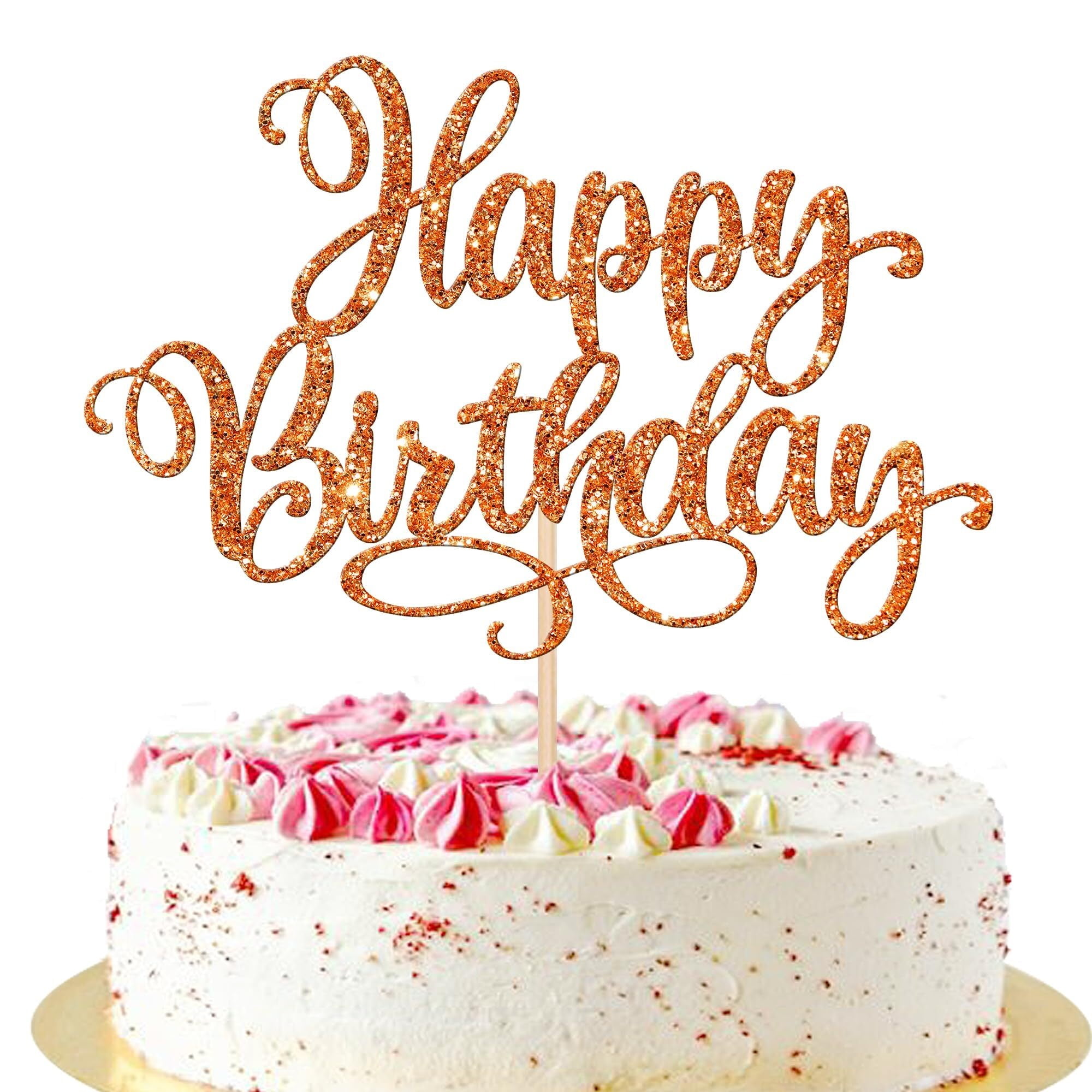 JXW Happy Birthday Cake Topper Glitter Happy Birthday Cake Pick for ...