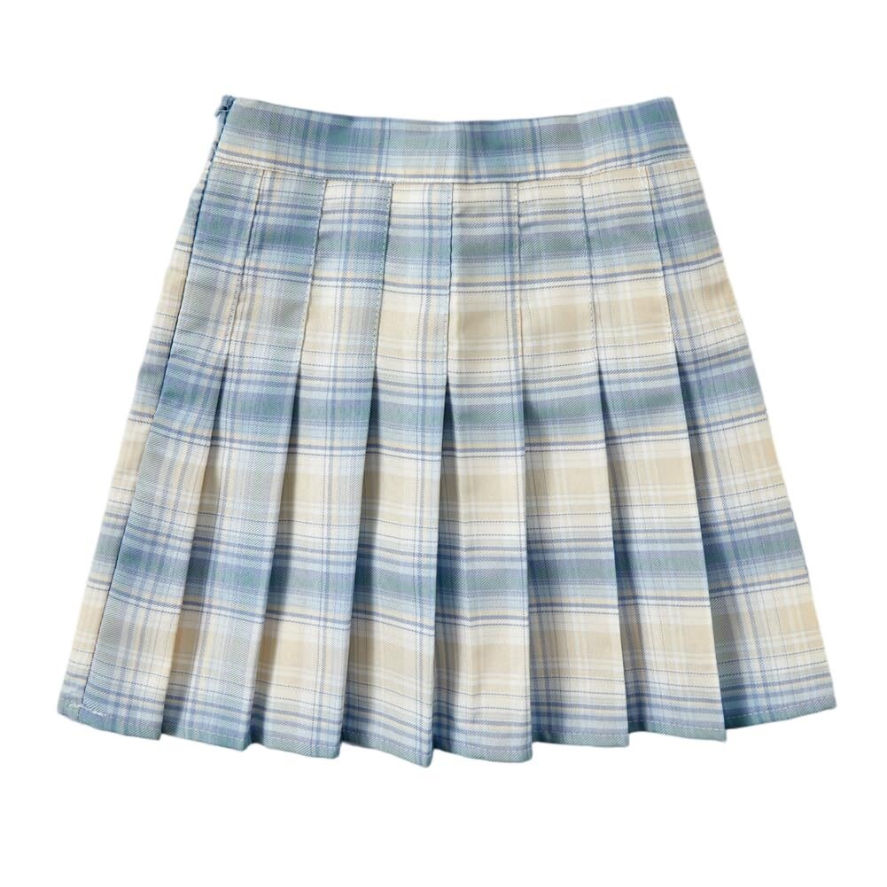 JXW Pleated Skirts School Kids Casual Mini Flare A Line Green Plaid ...
