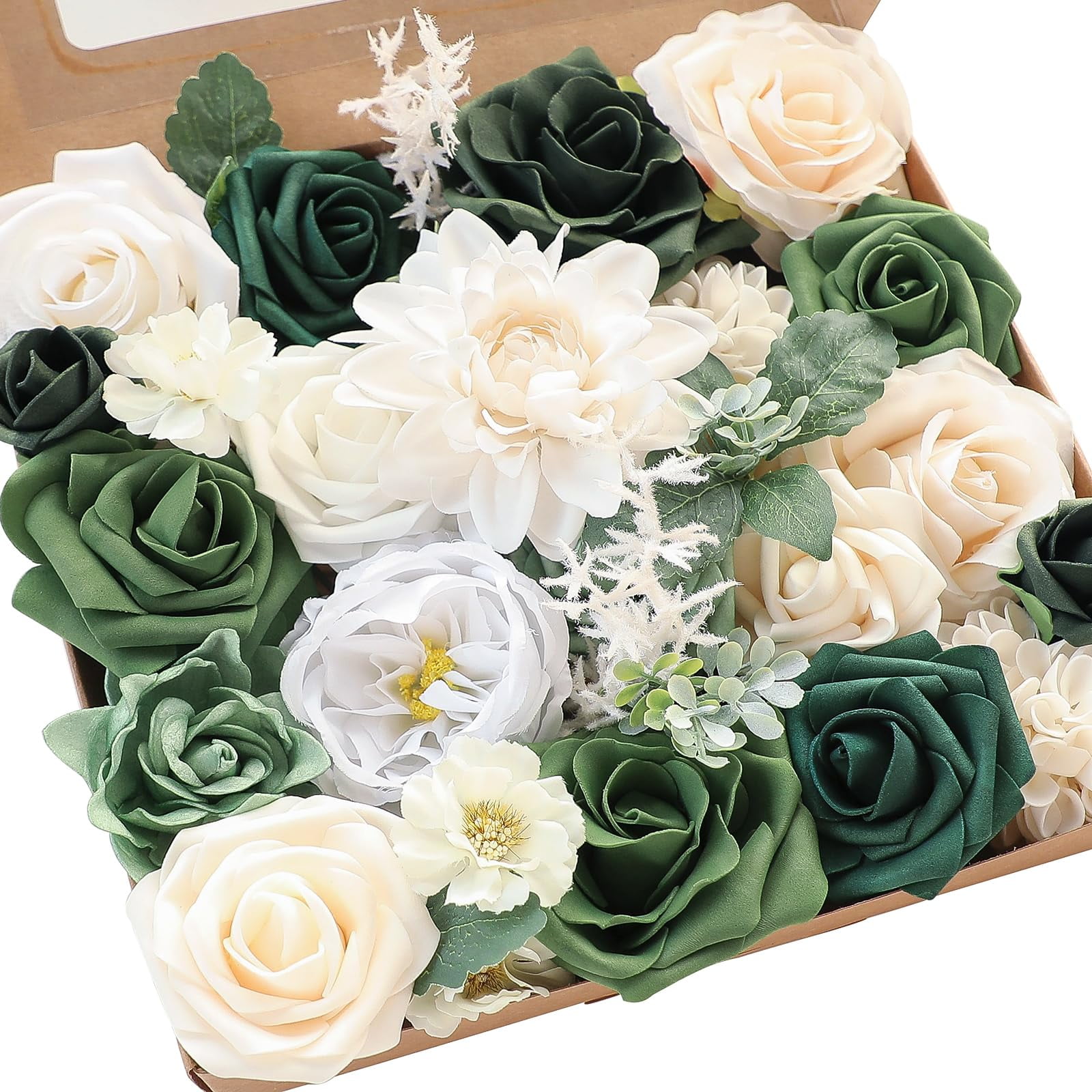 JXW Terracotta Artificial Flowers Burnt Orange Fake Roses Peonies ...