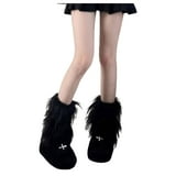 JXW Women's Faux Fur Leg Warmers Fuzzy Leg Cuffs Winter Cuff Covers ...