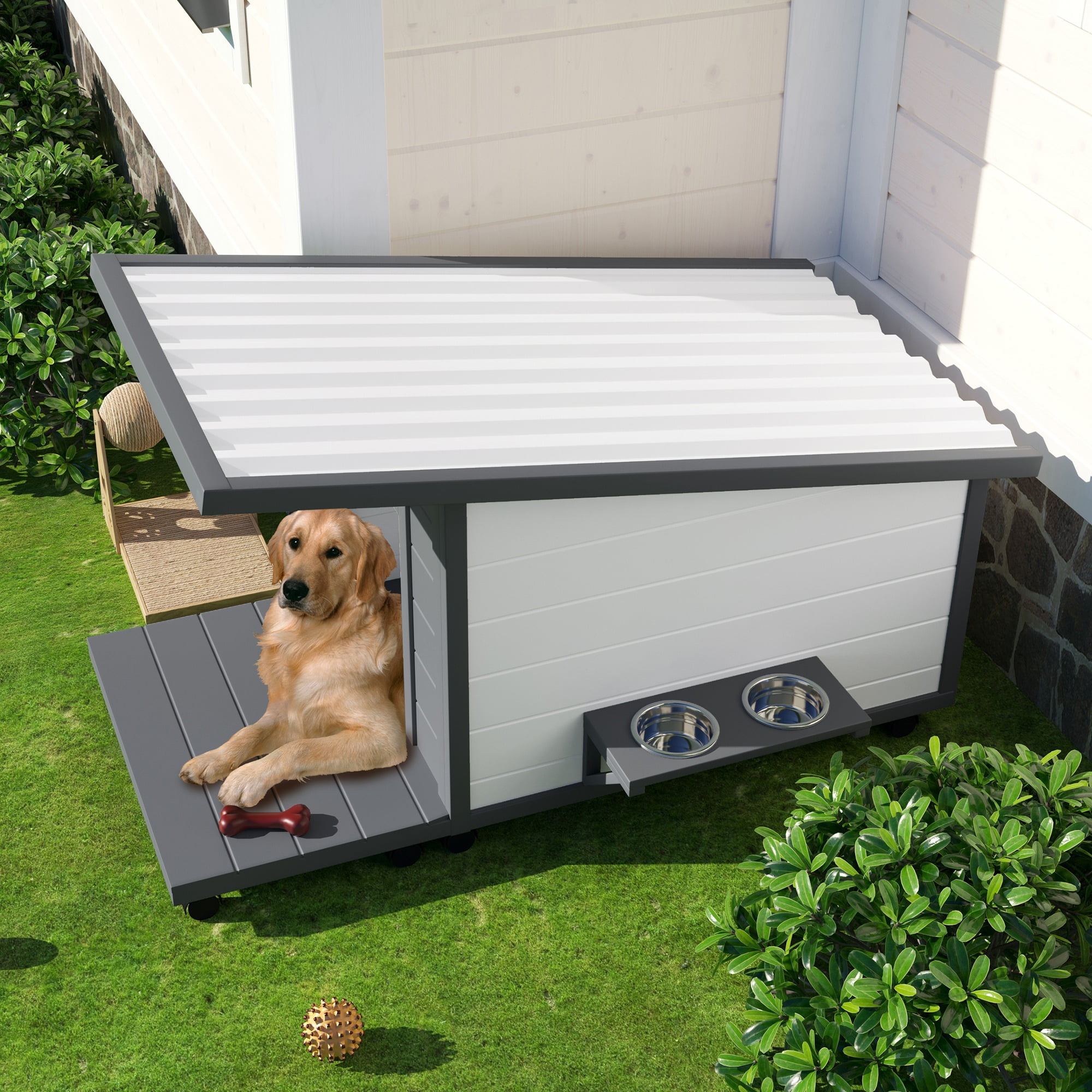 JXXRZ Portable Wood Dog House for Outdoor and Indoor, Cat Shelter with ...