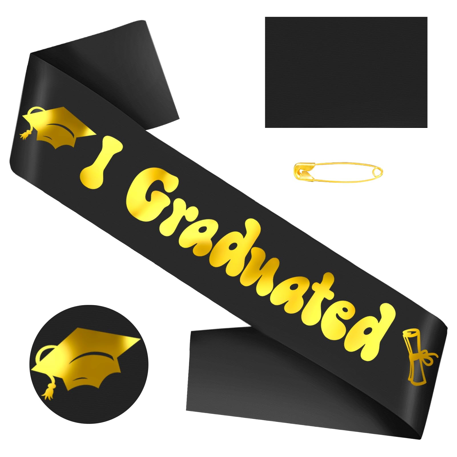 JXYCBZYing Black I Graduated STF9 Sash with Gold Glitter Letters ...