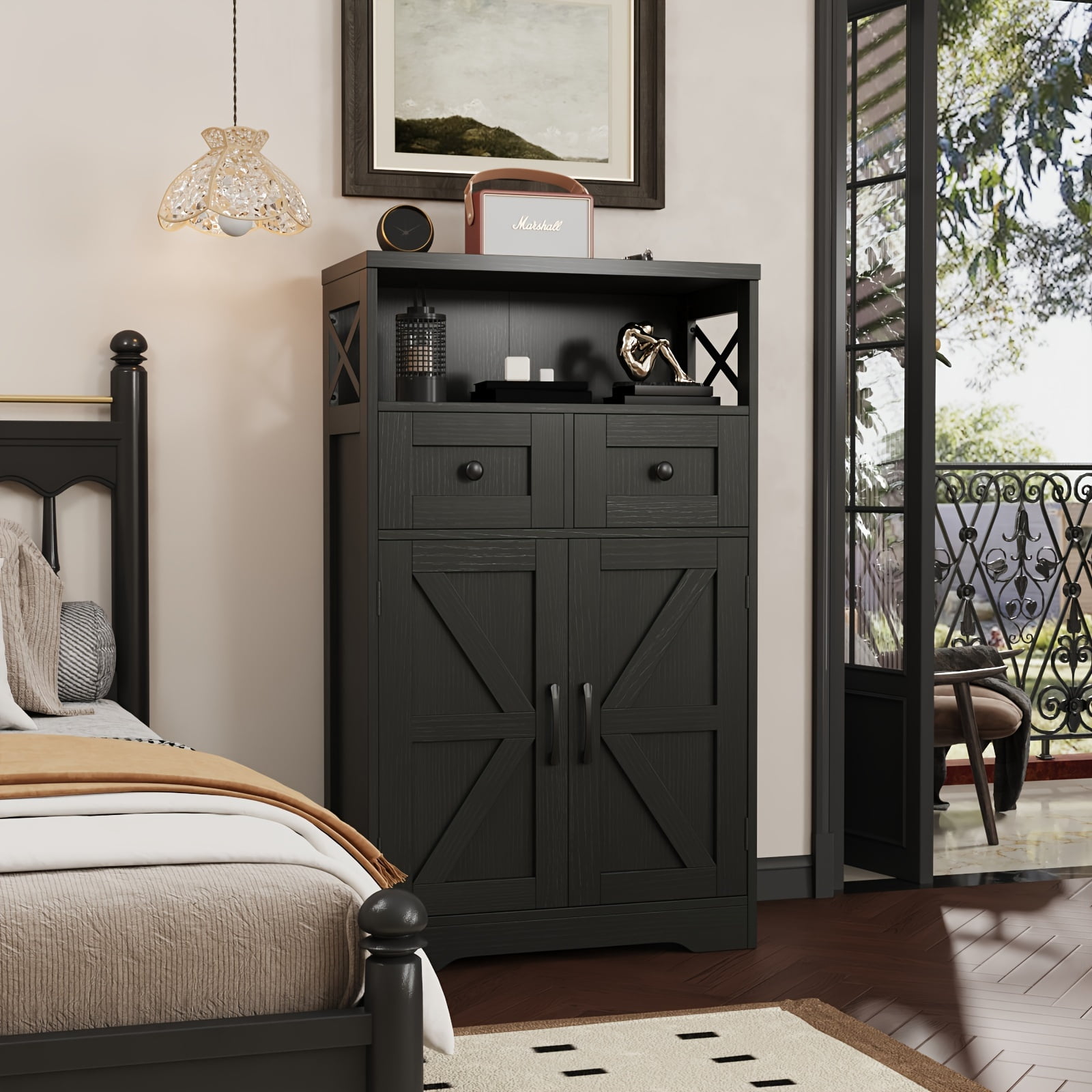 JY'HOME Farmhouse Storage Cabinet - Freestanding Pantry Organizer with ...