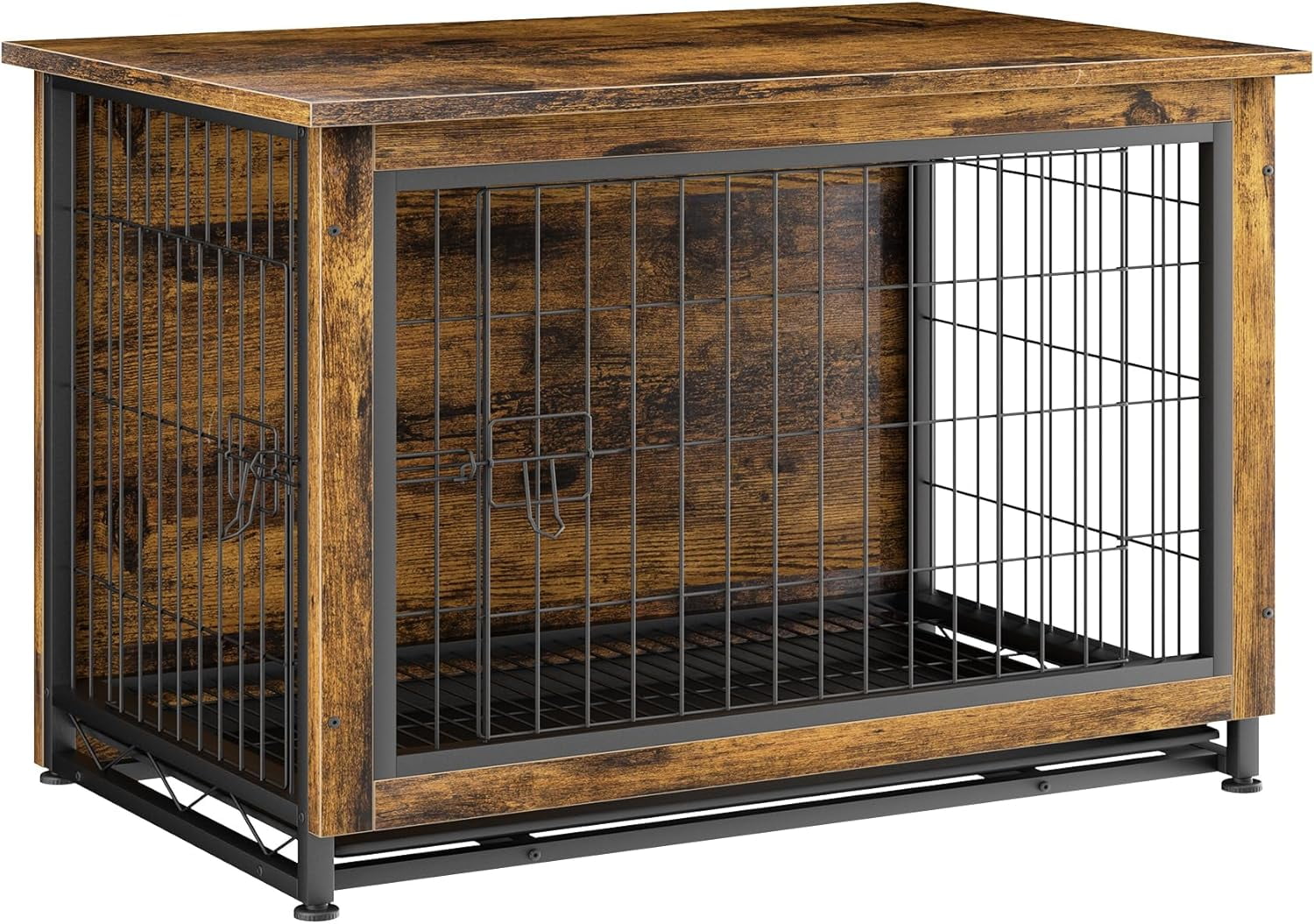 JY QAQA Dog Crate Furniture, Wooden Dogs Crate Table, Double-Doors Dog Furniture, Indoor Dog ...