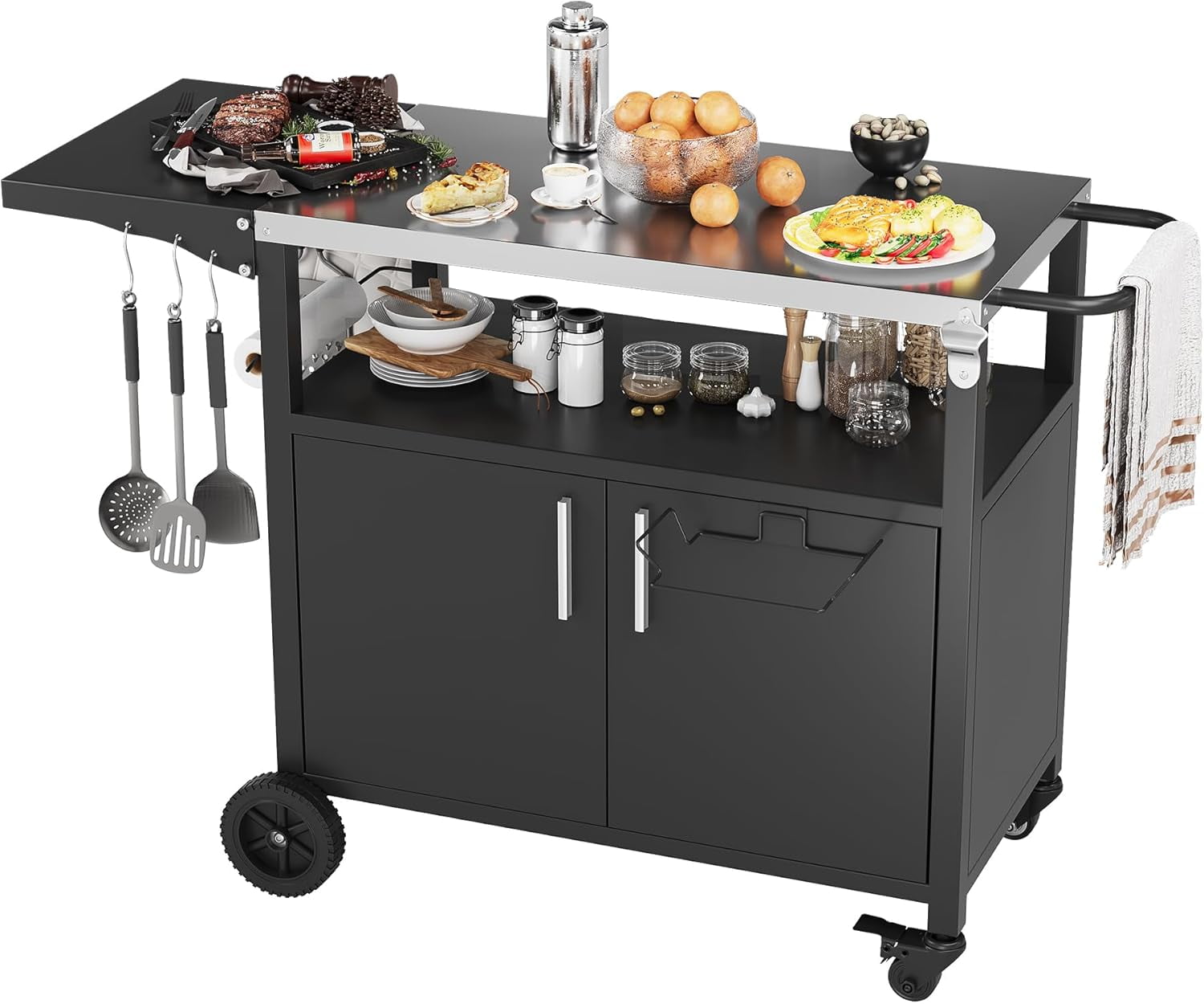 JY QAQA Outdoor Grill Cart with Storage,Patio Kitchen Island Outdoor ...