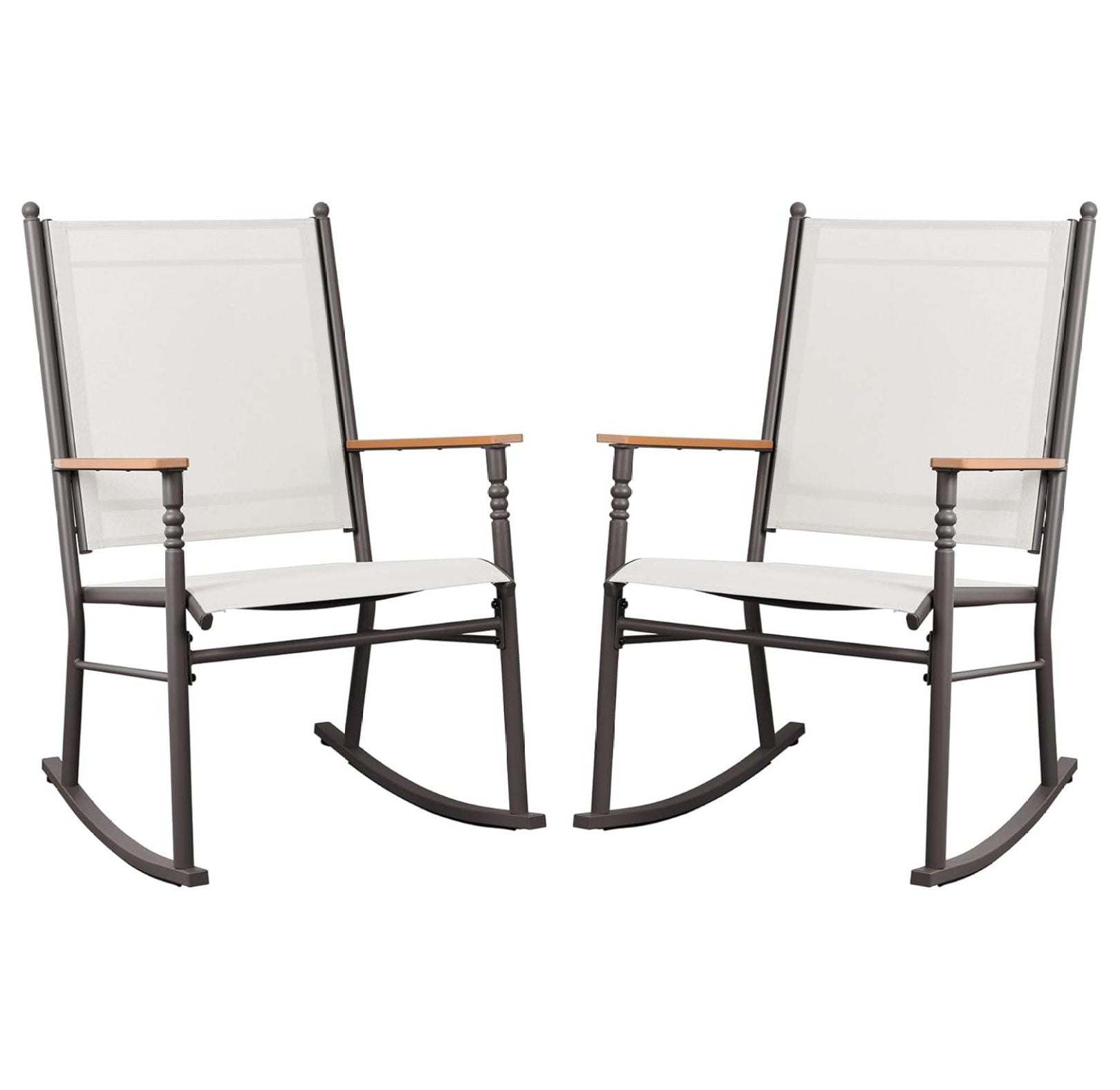JY QAQA Outdoor Rocking Chair Set of 2, High Back All-Weather Patio ...