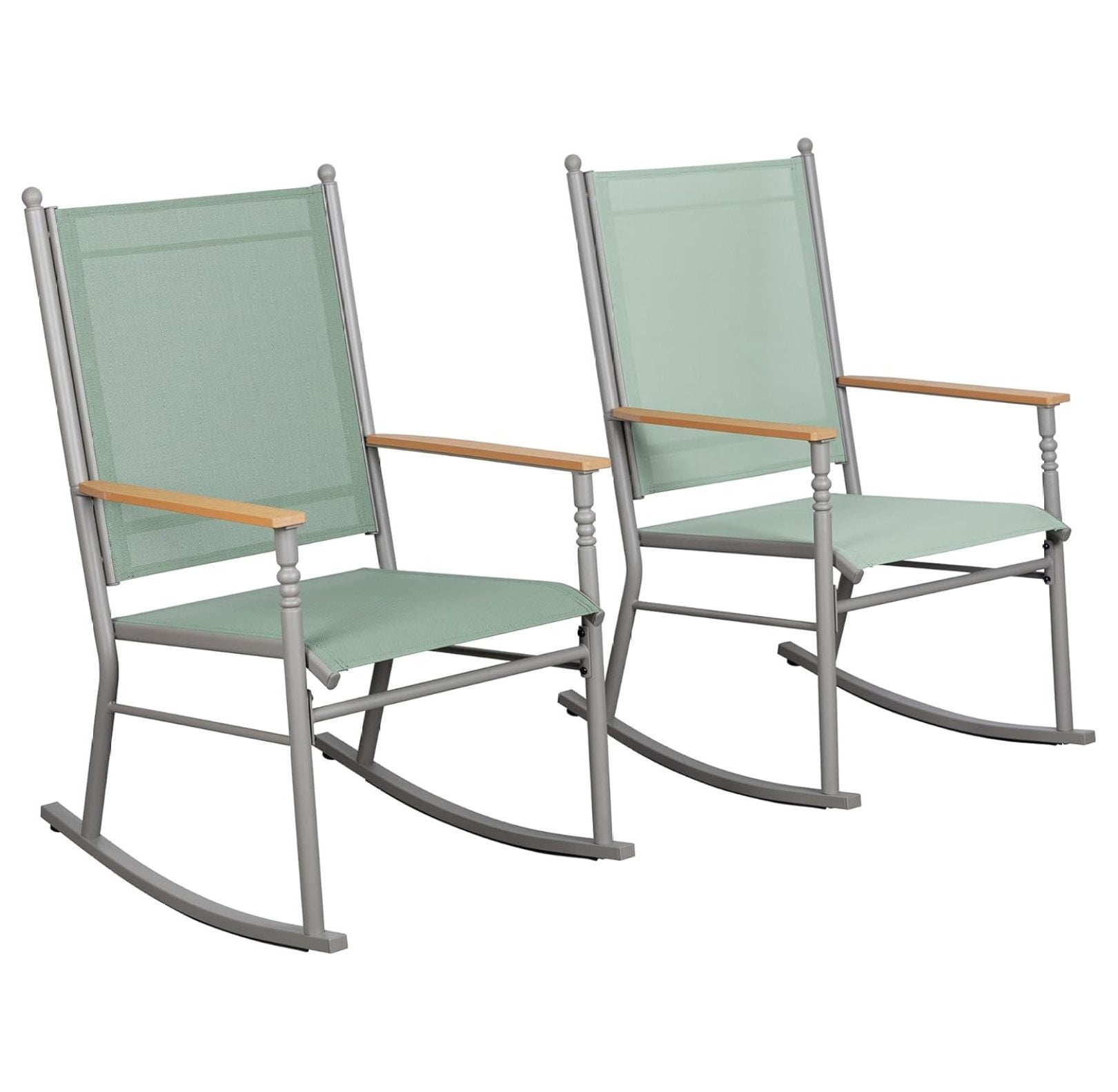 JY QAQA Outdoor Rocking Chair Set of 2, High Back All-Weather Patio ...