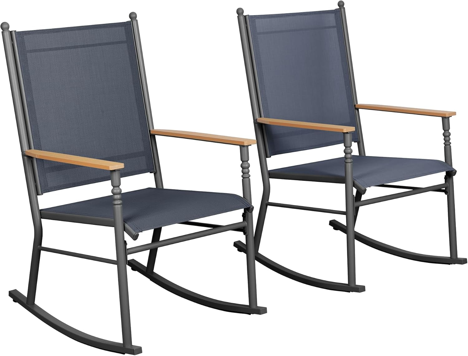 JY QAQA Outdoor Rocking Chair Set of 2, High Back All-Weather Patio Rocking Chairs with ...