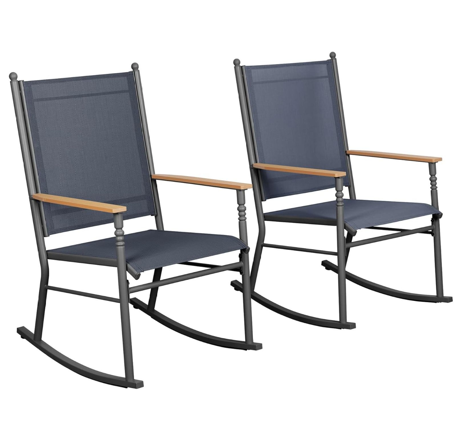 JY QAQA Outdoor Rocking Chair Set of 2, High Back All-Weather Patio ...