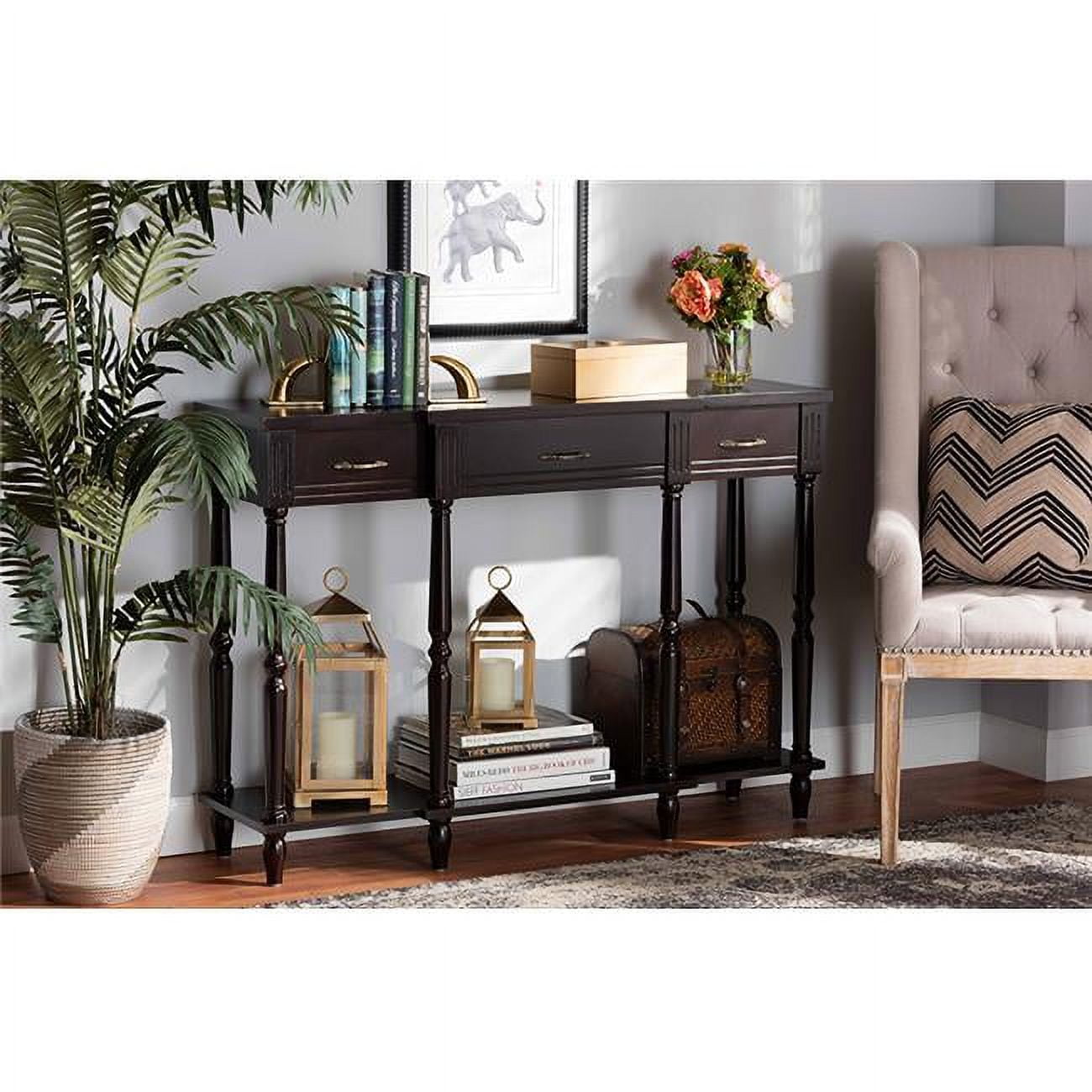 JY20A075-Espresso-Console 33.9 x 48 x 13 in. Hallan Classic ...
