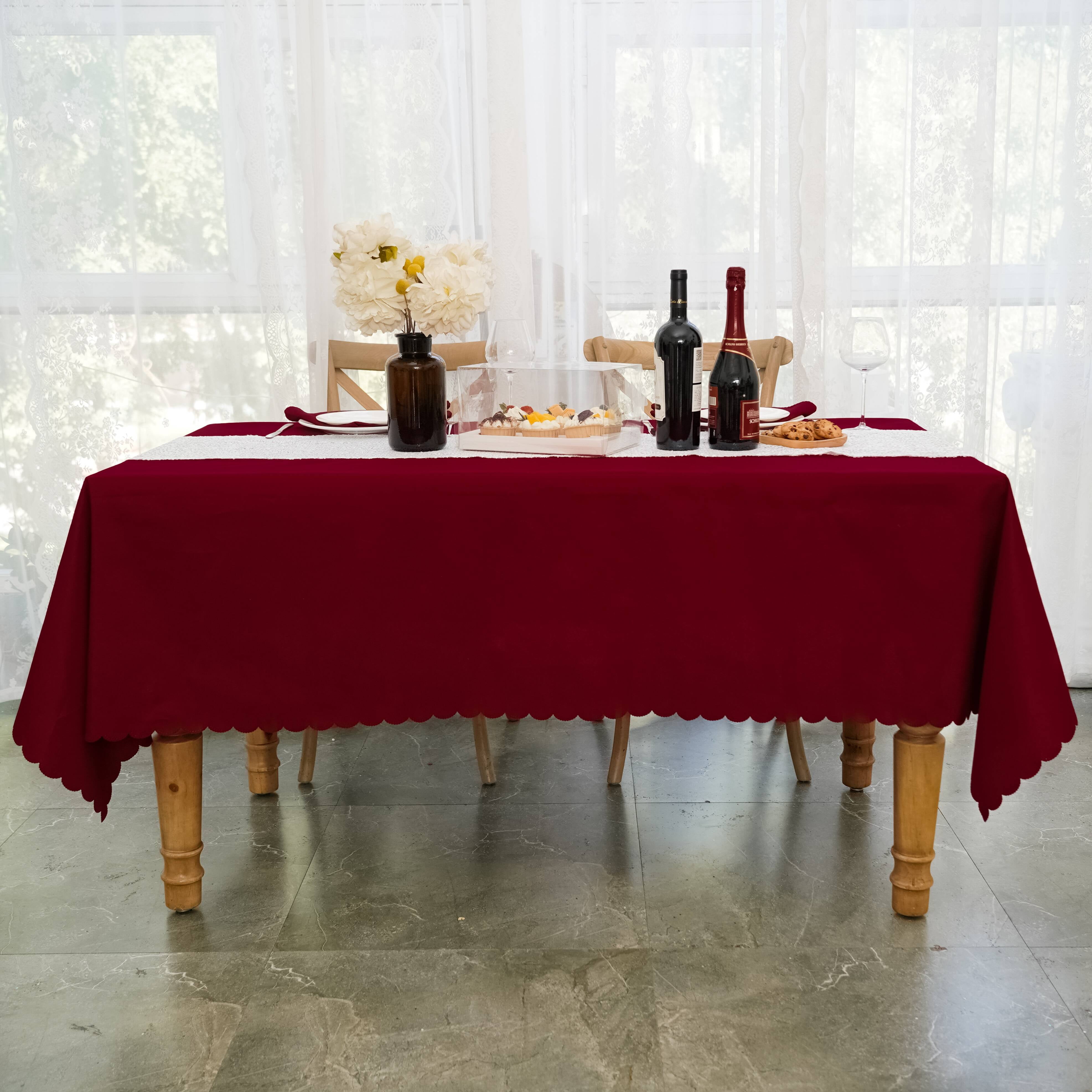 JYFLZQ Burgundy Tablecloth 60''x 120'' Rectangle Polyester Table Cloth ...