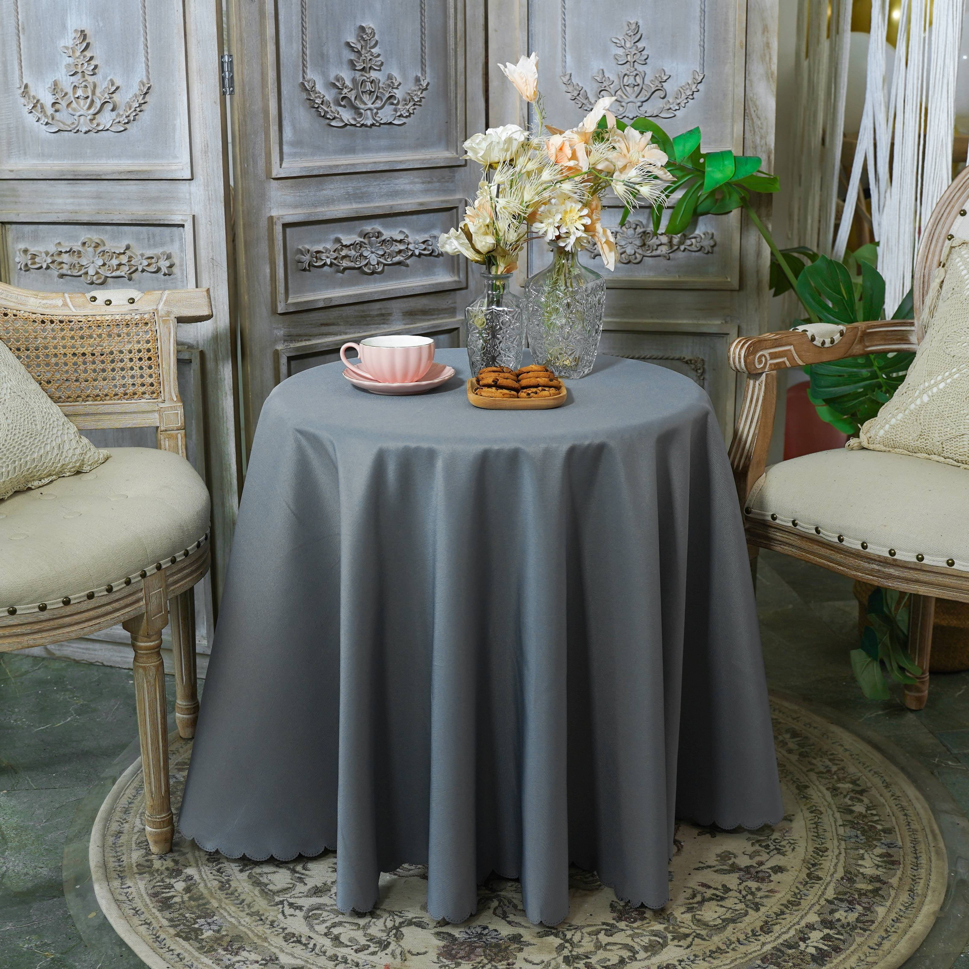 JYFLZQ Grey Tablecloth 70 inch Round Table Cloth for 4 Foot Tables ...