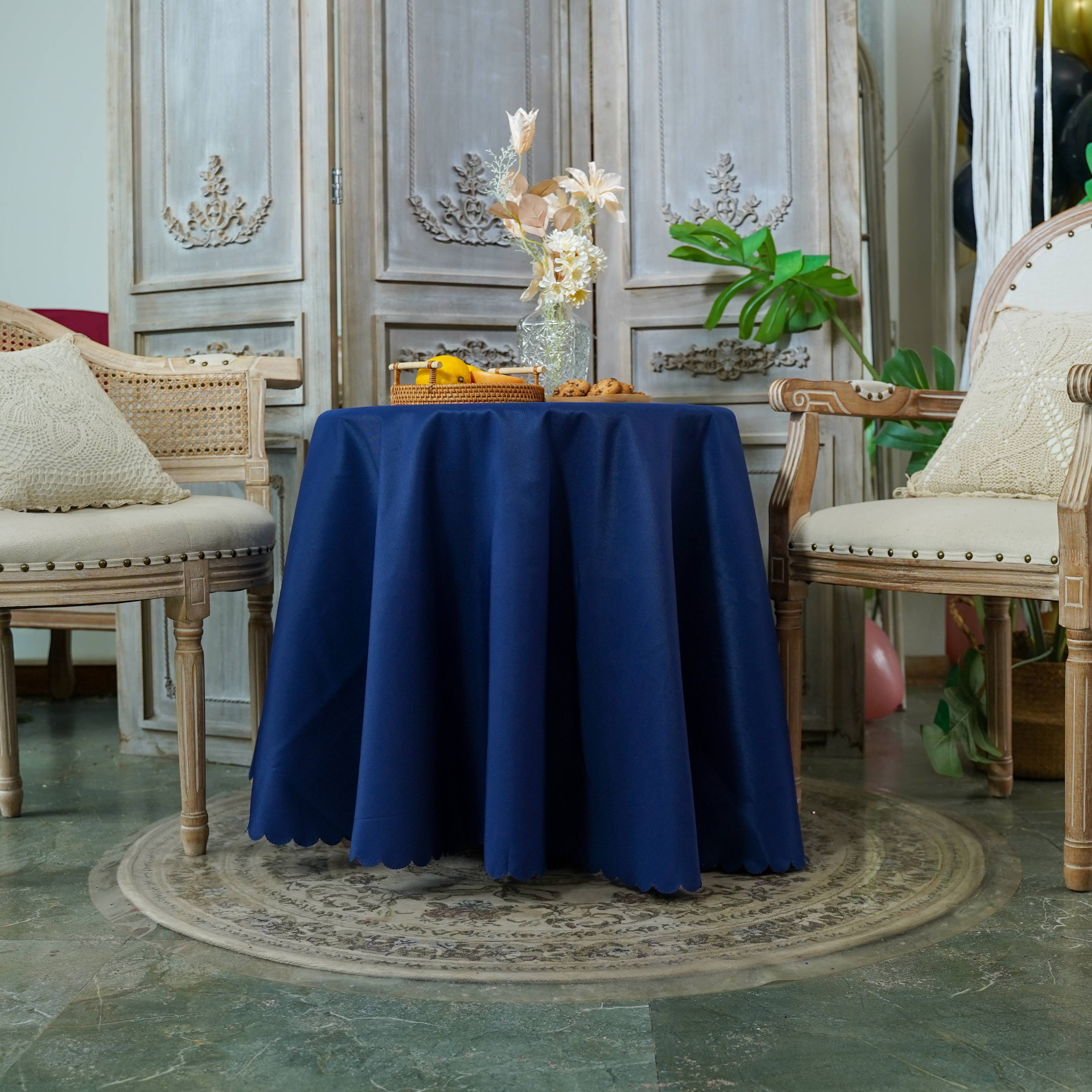 JYFLZQ Navy Blue Tablecloth 70 inch Round Table Cloth for 4 Foot ...