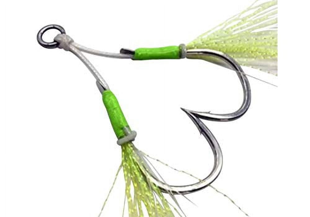 JYG Pro Fishing Twin Assist Hooks w/ Feather, 5/0, Green - Walmart.com