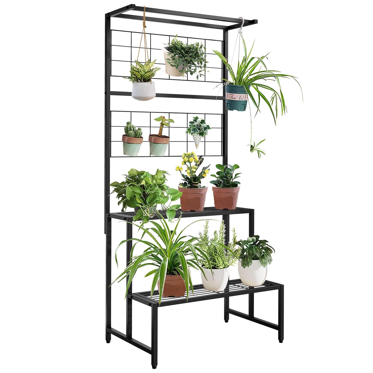 JYGOPLA Large Heavy Duty Metal High Plant Stand Outdoor Indoor, Hanging ...