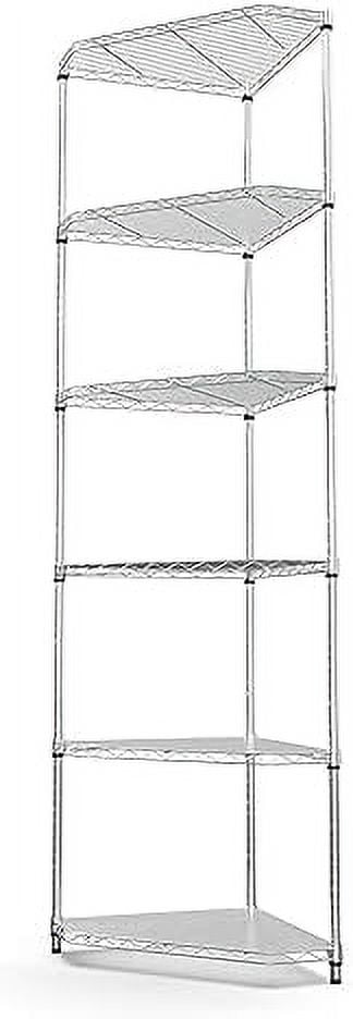 JYHOME 6 Tier NSF Metal Pentagonal Corner Wire Shelving Unit 600lbs Capacity Heavy Duty ...