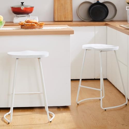 JYHOME Stools Solid Wood Barstools 30" Height Stools with Metal Leg ...