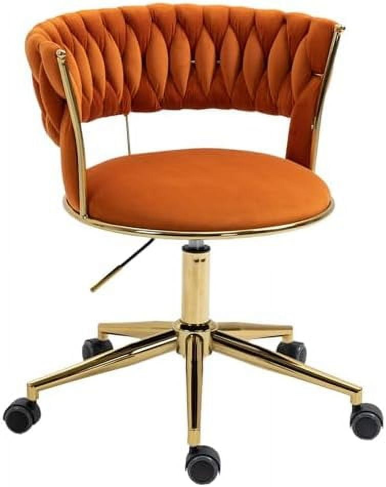 JYHOME Velvet Office Desk Chair with Woven Backrest ° Swivel & Height ...