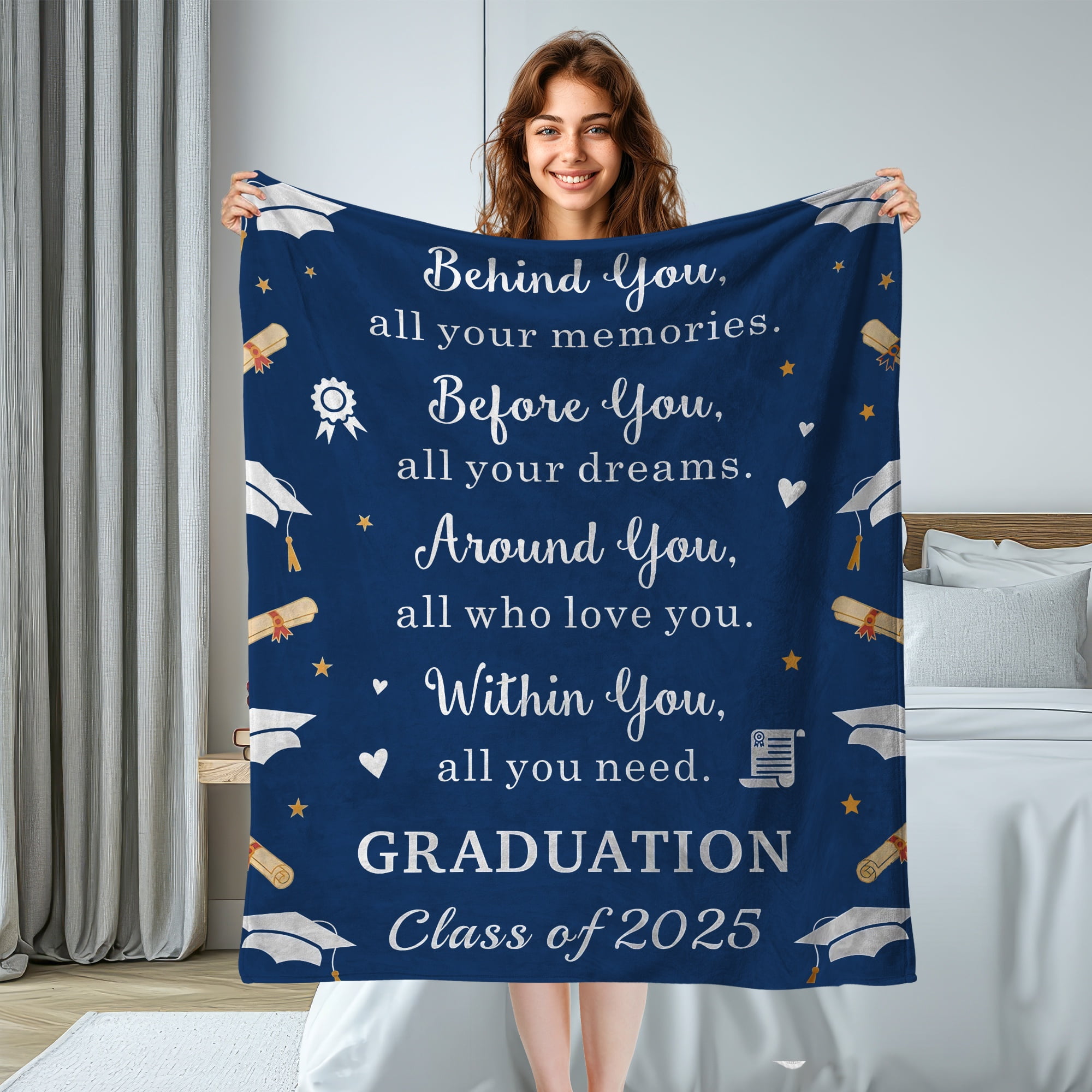 JYK Custom Graduation Blankets with Text / Photo, Customized Flannel ...