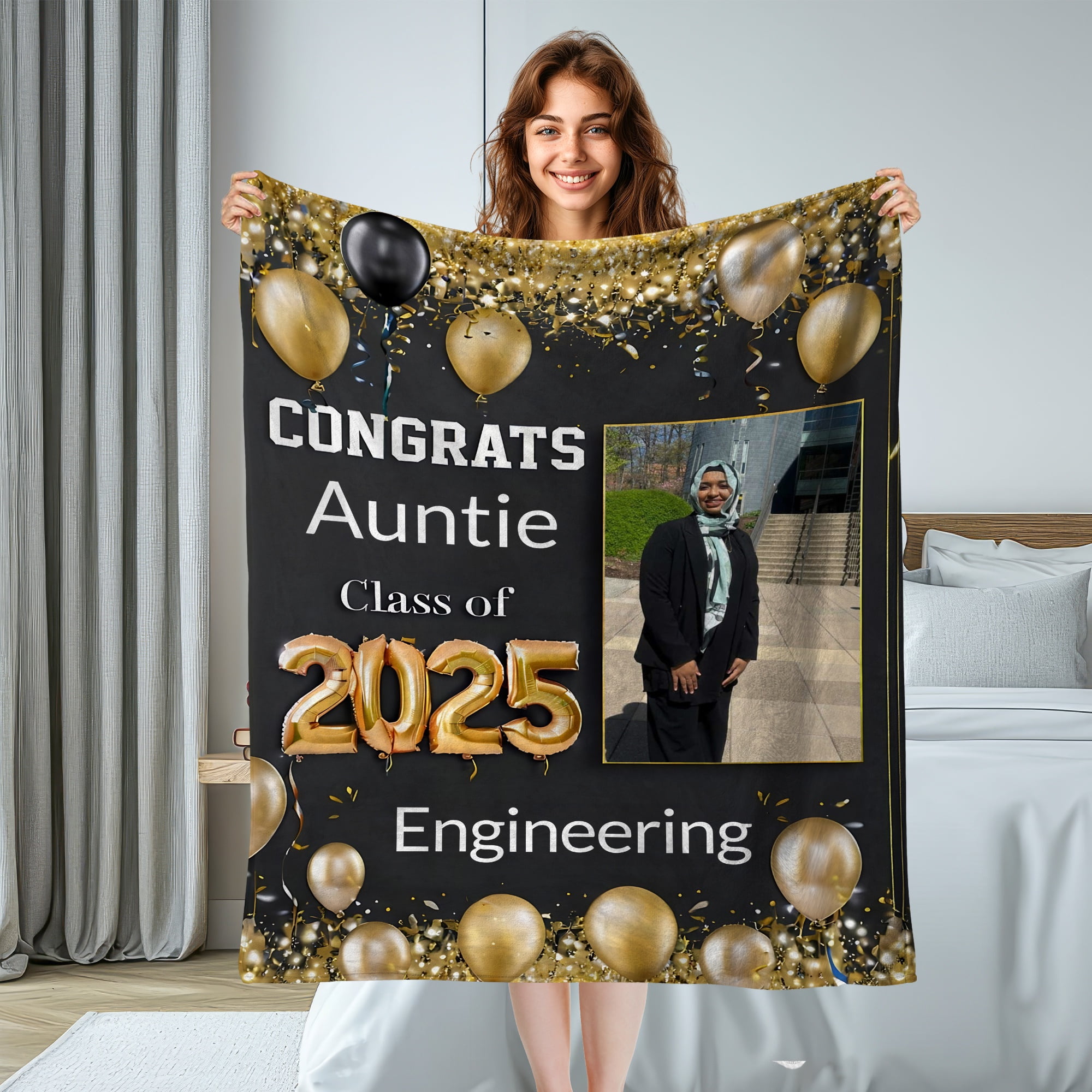 JYK Custom Graduation Blankets with Text / Photo, Customized Flannel ...
