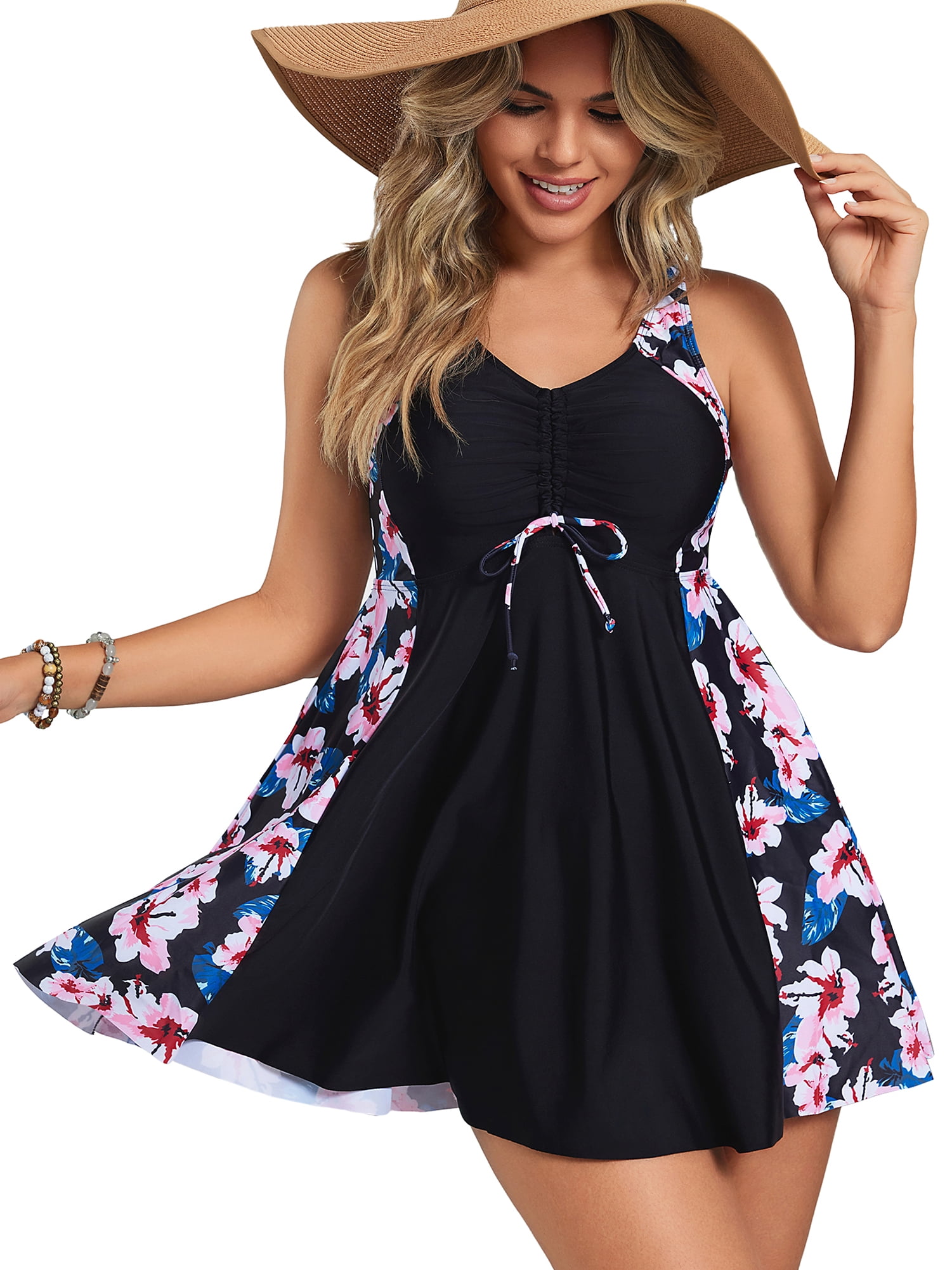JYLFC Swimwear for Women 2 Pieces Tankini Top with Shorts Floral Print ...