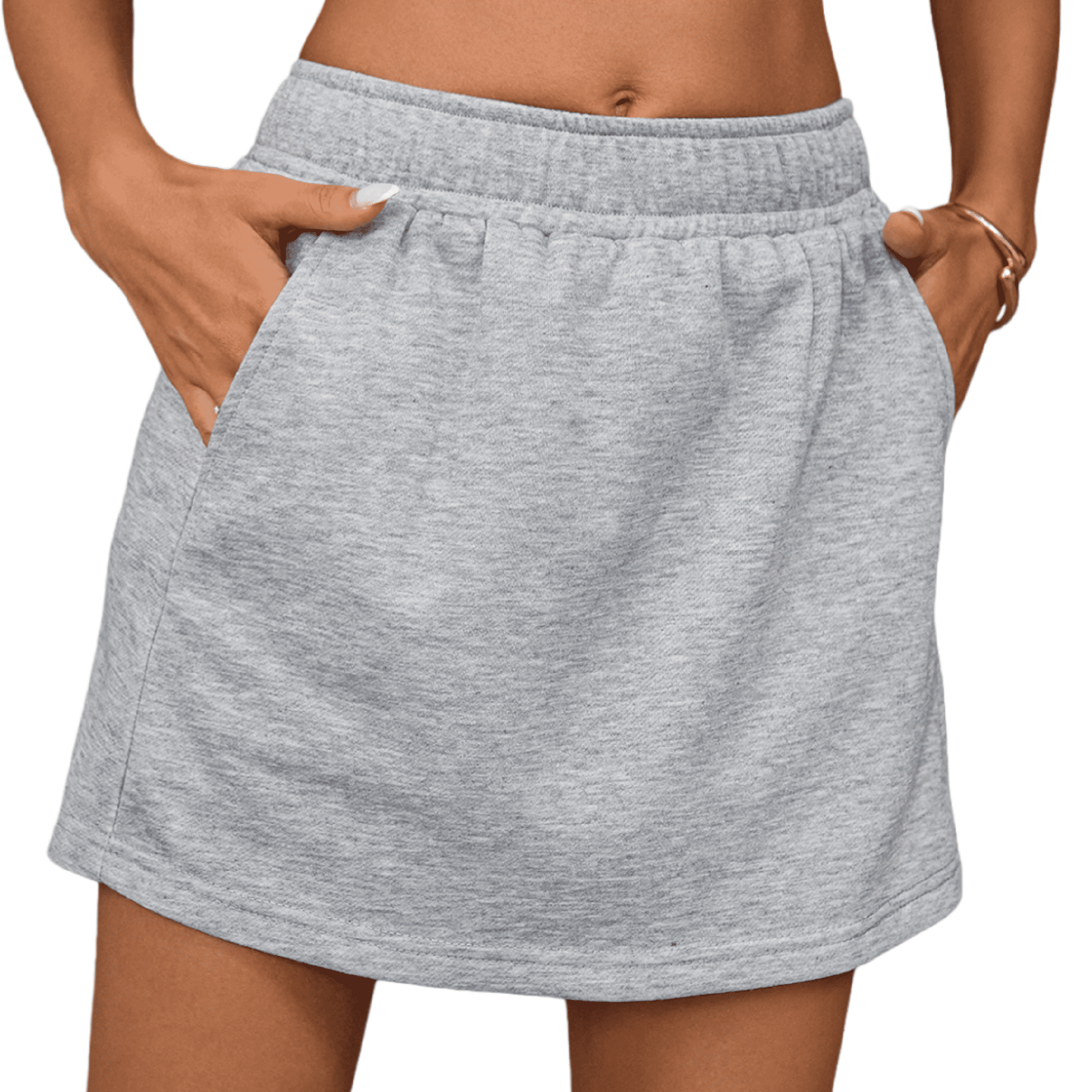 JYLFC Women's Casual Elastic Low Waist Mini Skirt with Pockets A-line ...