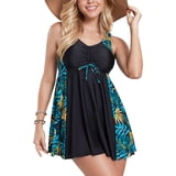 JYLFC Womens Plus Size Tankini Swimwear, Tropical Leaf Print, 2 Pieces ...