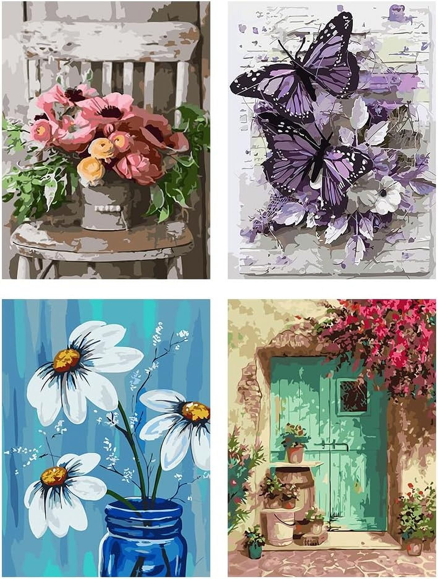 JYLMOOD 4pcs Paint by Numbers for Adults Kits, DIY Easy Painting by ...