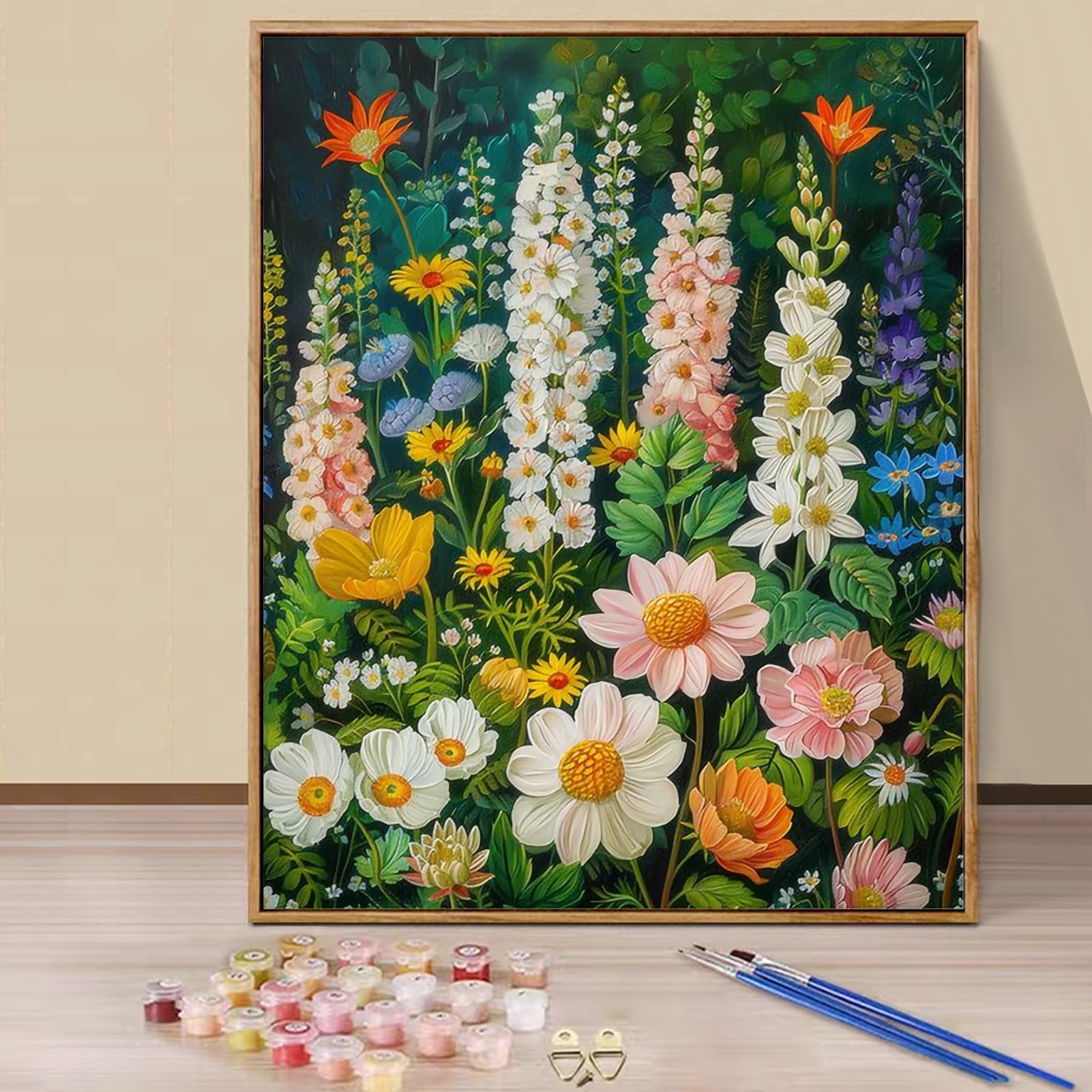 JYLMOOD Flower Paint by Numbers Kit for Unisex Adults Beginner with Full Accessories, Easy Oil ...