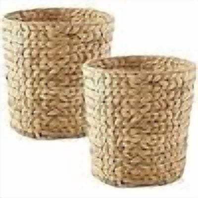 JYLP Set of 2 Natural Round Water Hyacinth Waste Baskets, Handwoven ...