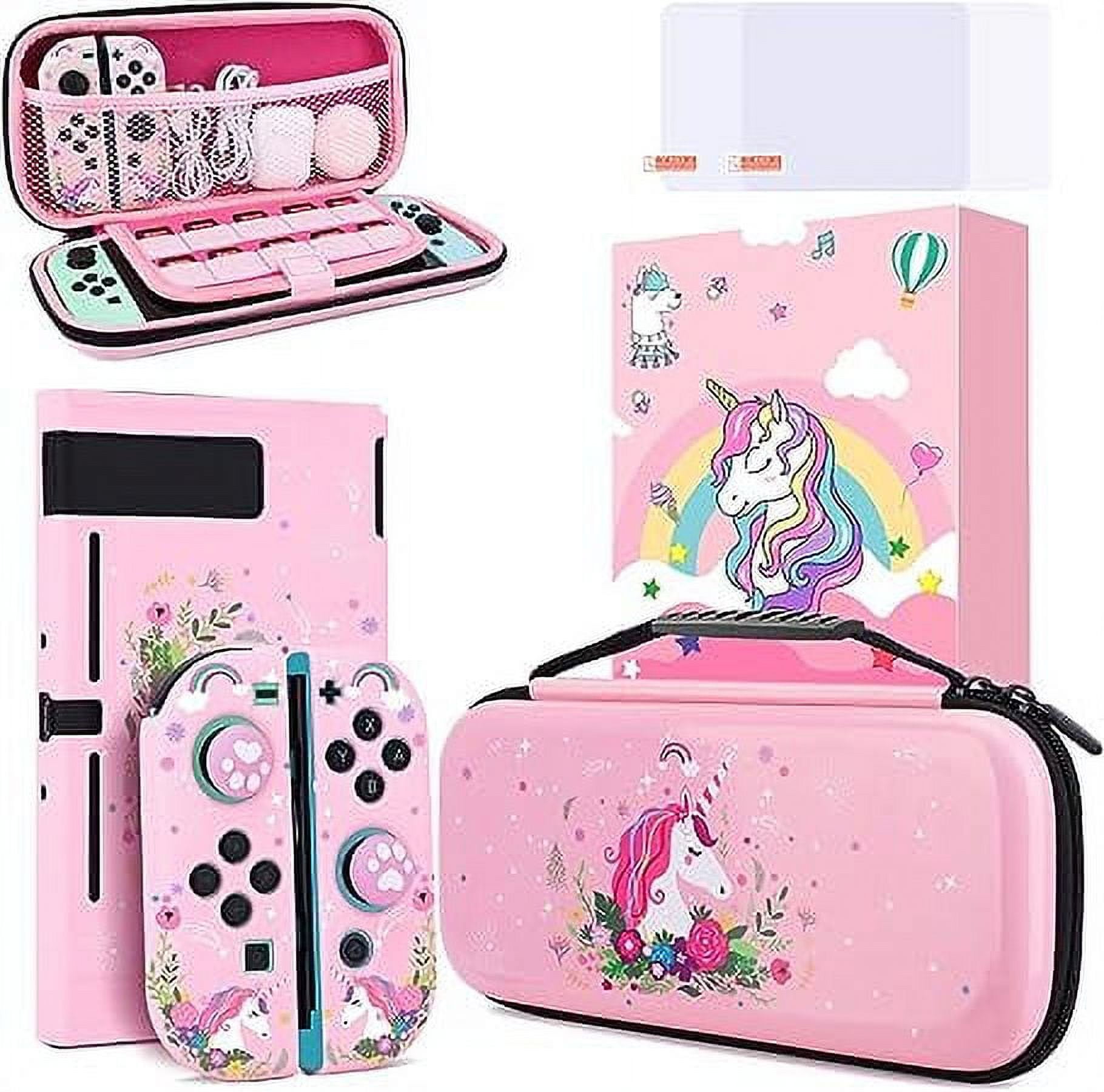 JYPS Unicorn Nintendo Switch Kit: Pink Case, Soft TPU Cover ...