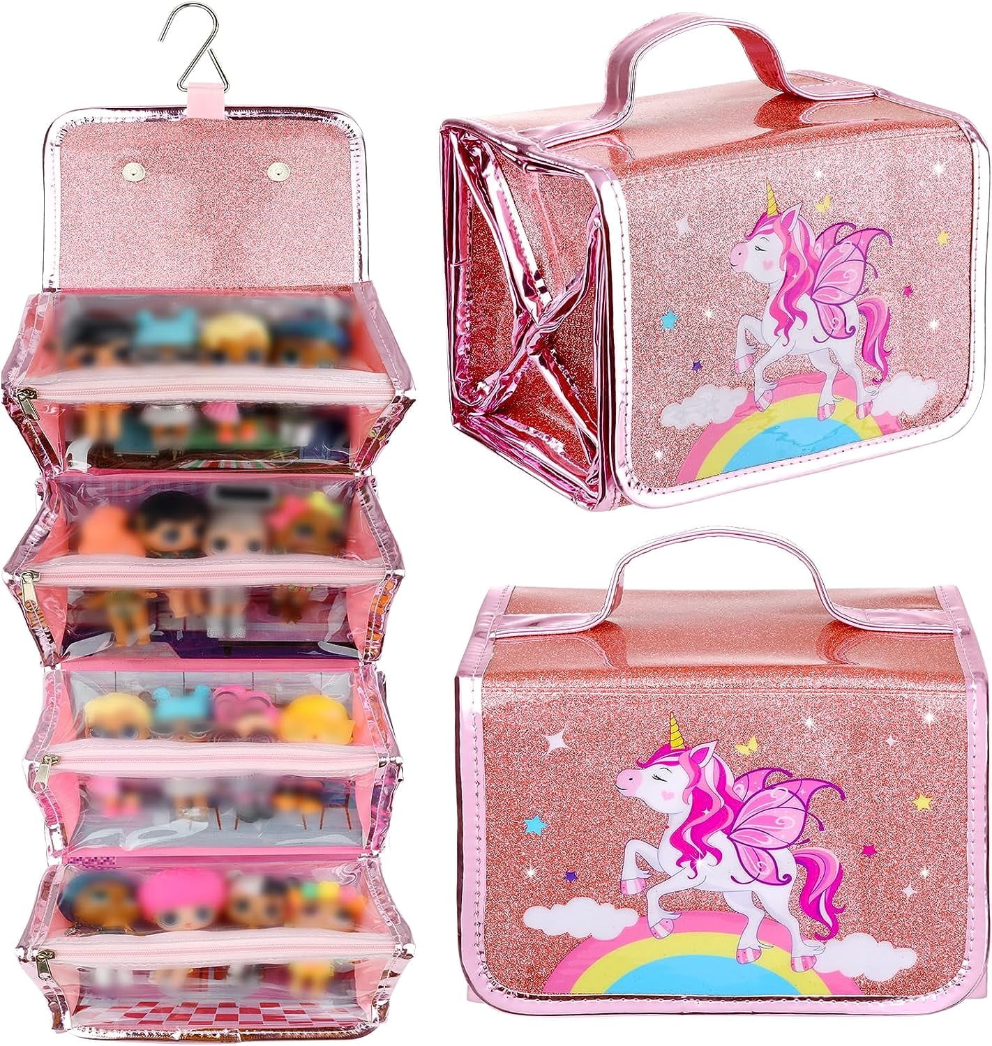 JYPS Unicorn Doll Storage & Display Case, Pink, Clear View, Hanging ... JYPS Unicorn Doll Storage & Display Case, Pink, Clear View, Hanging ...