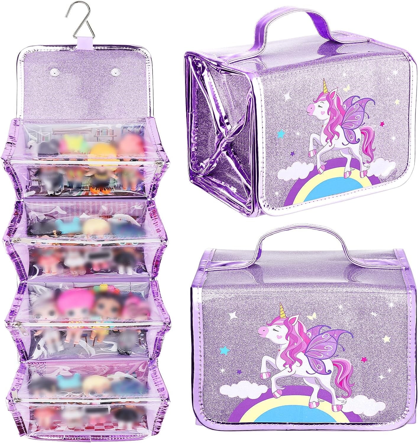 JYPS Unicorn Doll Storage Organizer & Display Case, Compatible with LOL ...