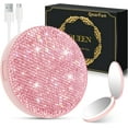 JYPS Rose Gold Rhinestone LED Compact Mirror, 3.5 Inch Rechargeable ...