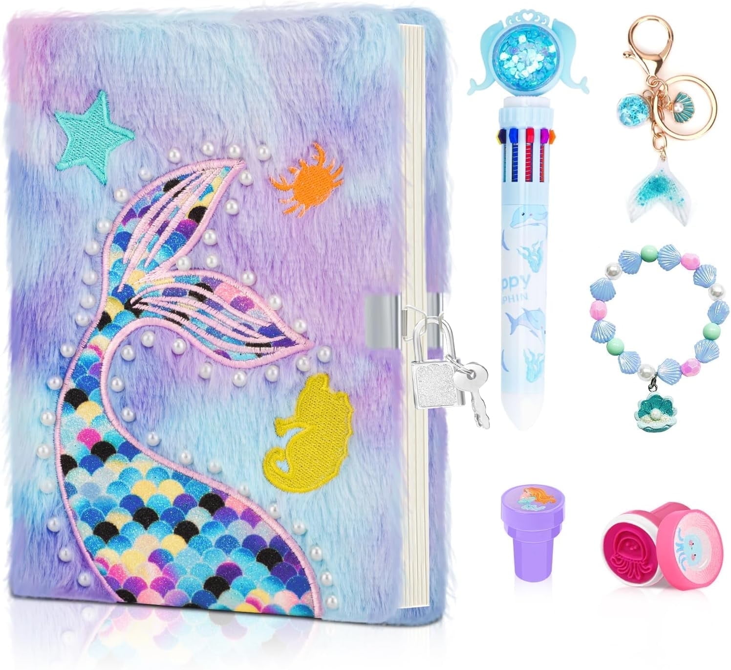 JYPS, Mermaid Diary with Lock and Keys, 160 Lined Pages, Purple ...