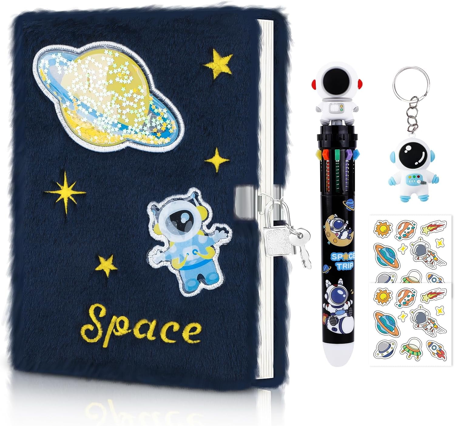 JYPS Outer Space Journals with Lock and Keys,Fuzzy Diary with 160 Lined ...