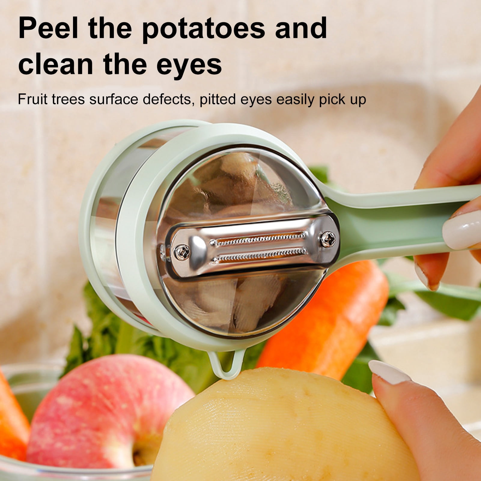 JYS 2 Count Stainless Steel Peeler with Container, Ergonomic Vegetable ...
