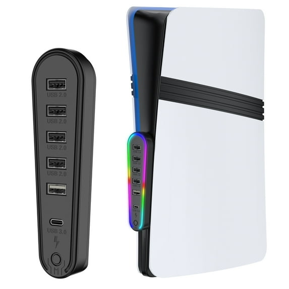 JYS 6-in-1 RGB USB 2.0 HUB for PS5 Pro/PS5 Slim Console - High-Speed ...