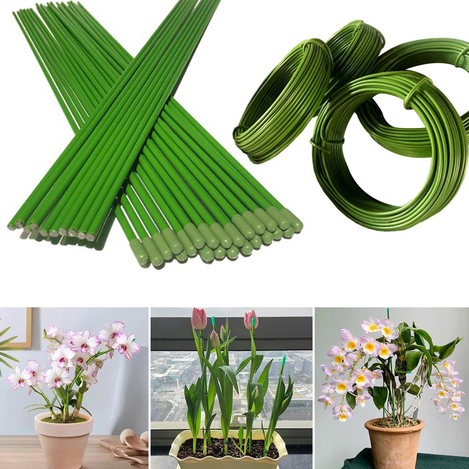 JYS Garden Bendable Single Stem Plant Support Stakes High Strength Easy ...