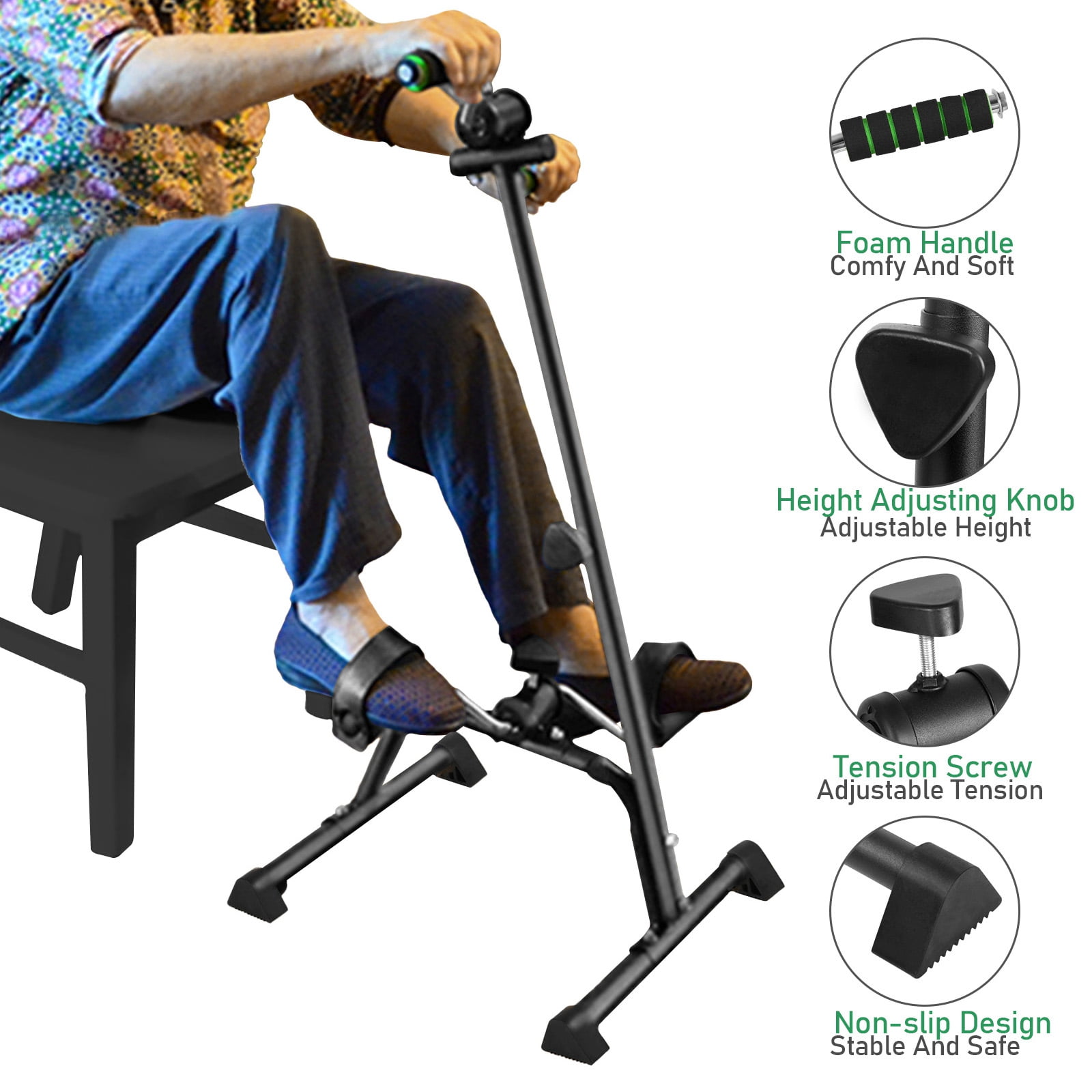 JYS Pedal Exerciser Bike Hand Arm Leg and Knee Peddler Adjustable ...