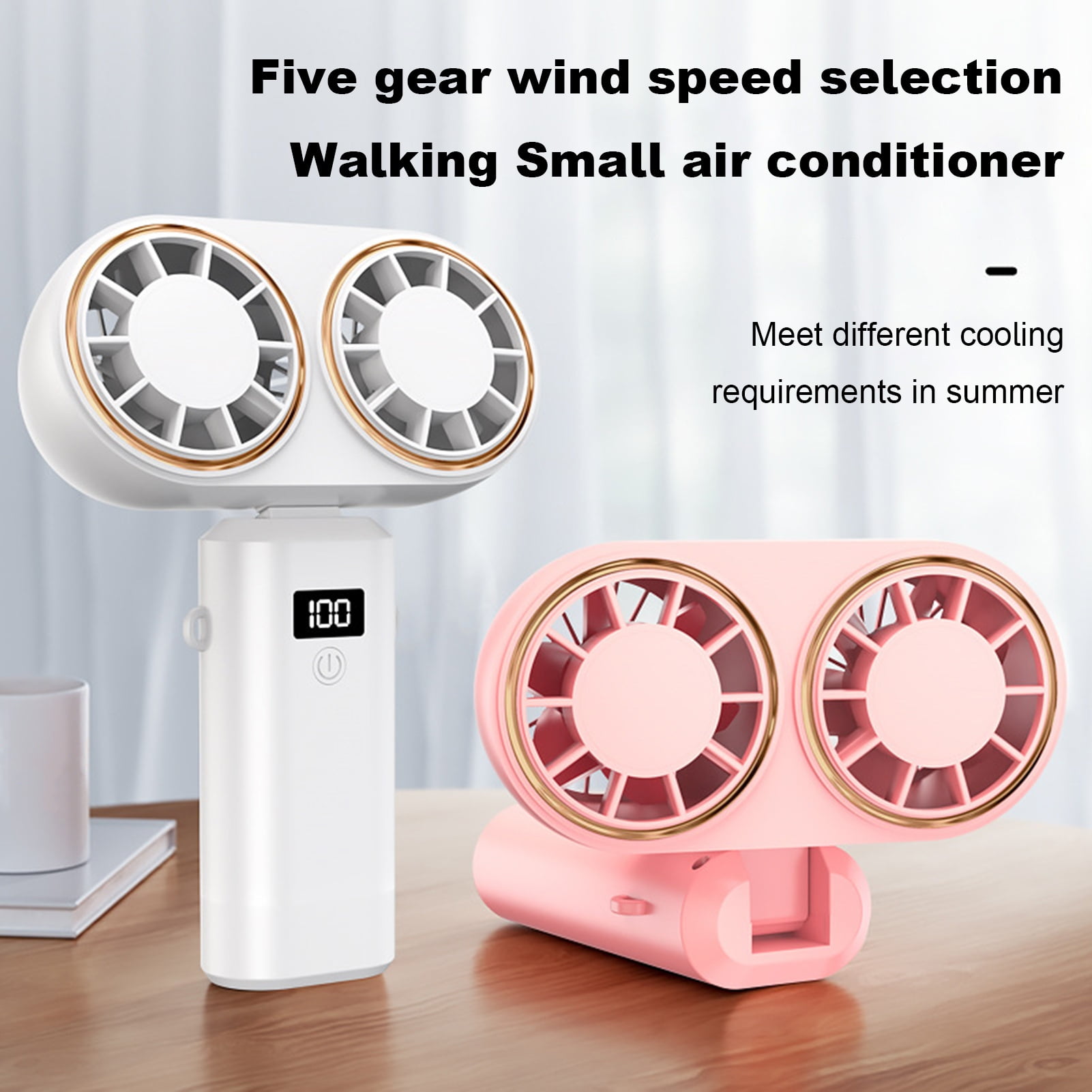 JYS Portable Handheld Fan with Digital Display 90 Degree Foldable Low ...