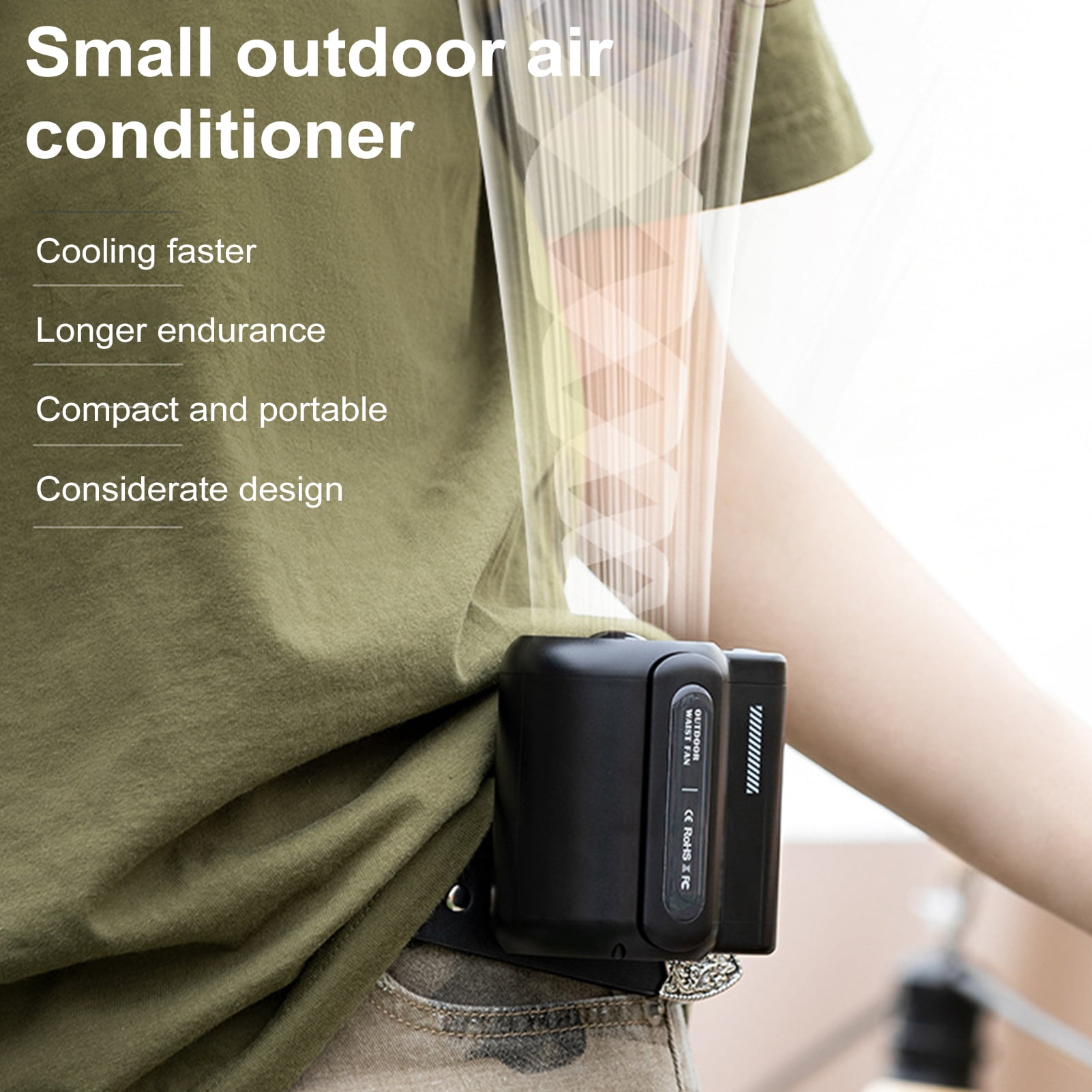 JYS Portable Waist Clip Fan 4500mAh Rechargeable Strong Airflow ...