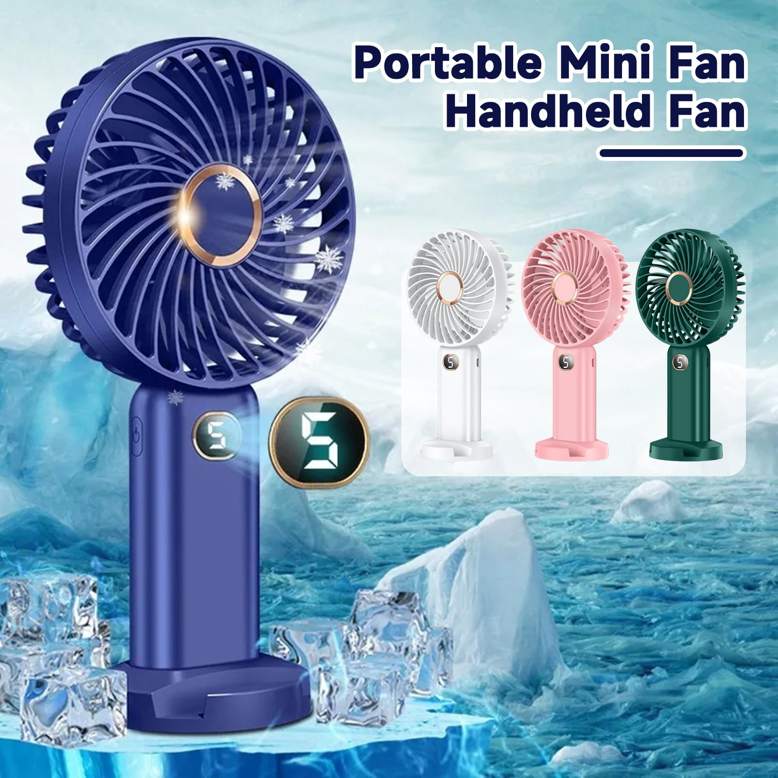 JYS Small Portable Fan Low Noise Rechargeable Speed Adjustable Lightweight Handheld Fan Personal ...
