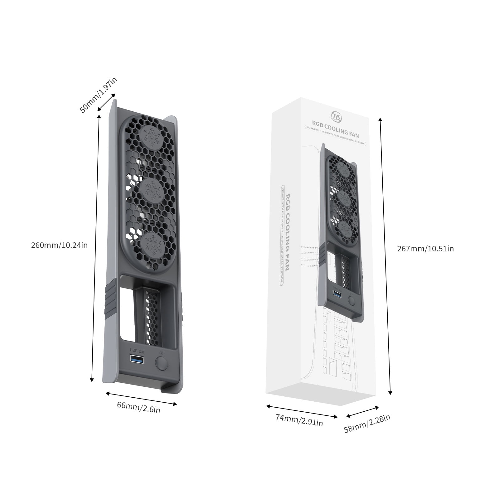 JYS Universal Rear Cooling Fan for PS5 Pro/PS5 Slim - Smart Temperature ...