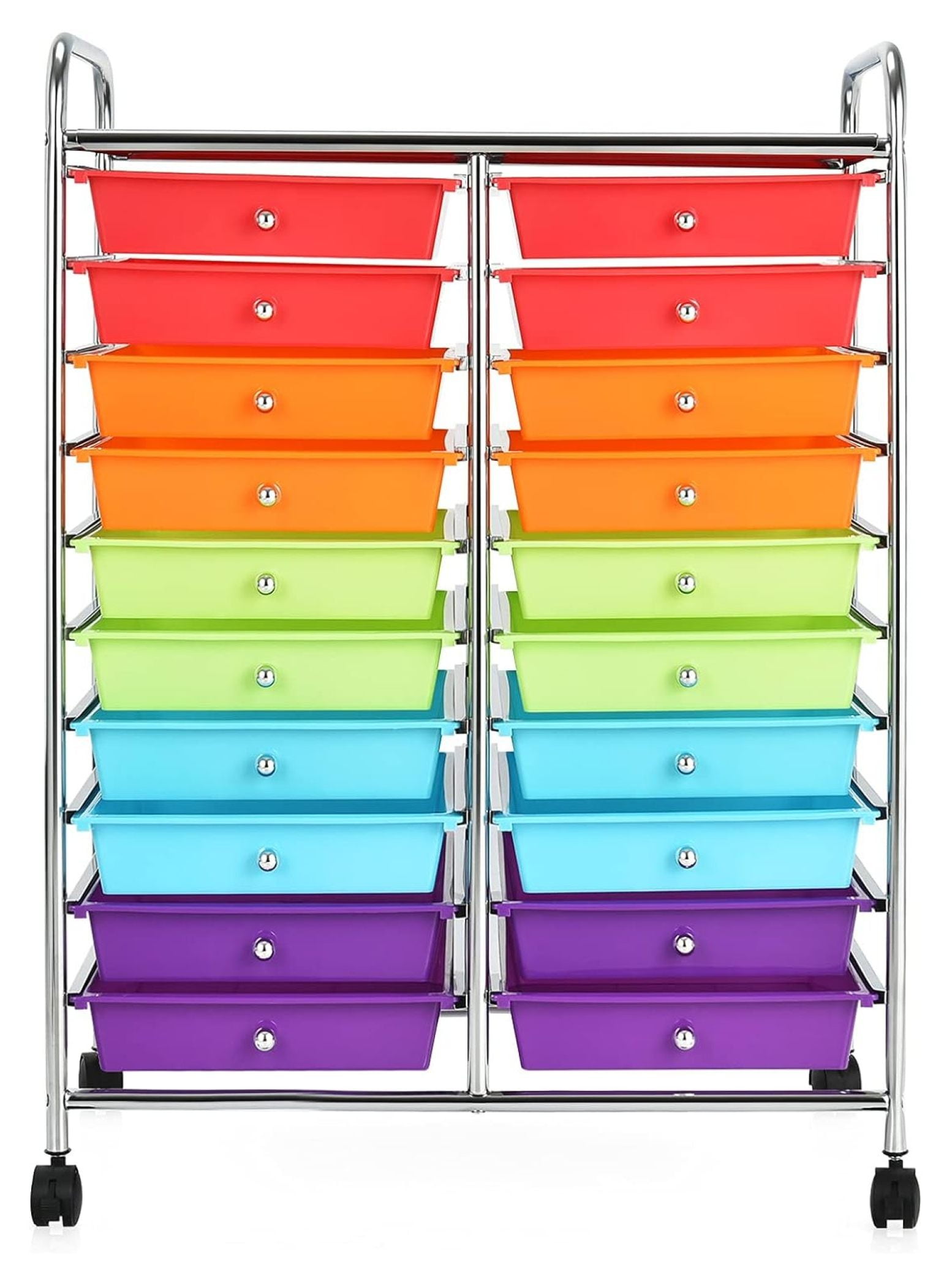 JYUii 20 Drawers Storage Cart w/Rolling Wheels, Multipurpose Mobile ...