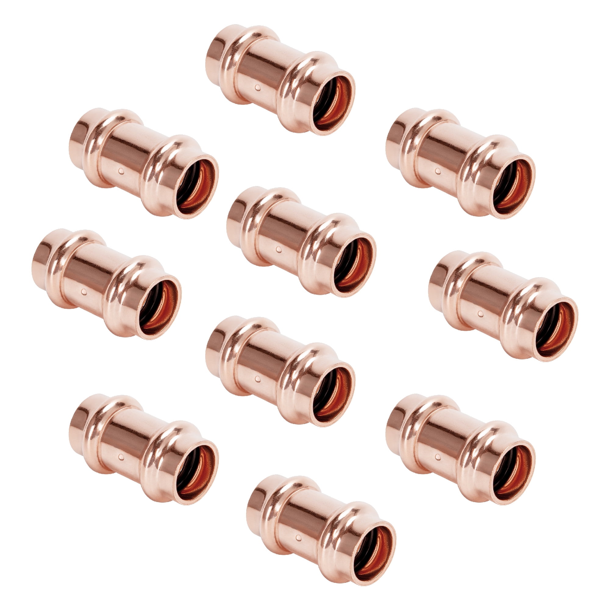 JYWW Copper Press Fittings 1/2 inch Coupling with Stop Zero Lead P x P ...