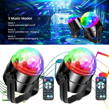Disco Ball Party Lights Sound Activated Strobe DJ Stage Lighting for Indoor Room Outdoor Dance ...