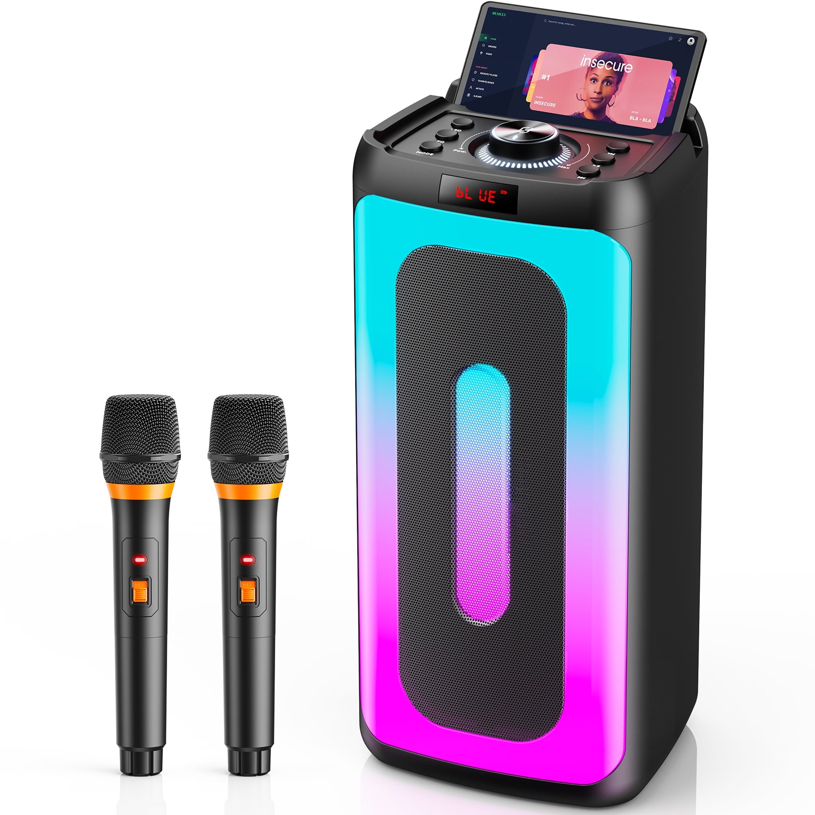 JYX D20-T Waterproof Bluetooth Karaoke Machine, Portable Singing Machine with 2 Wireless ...