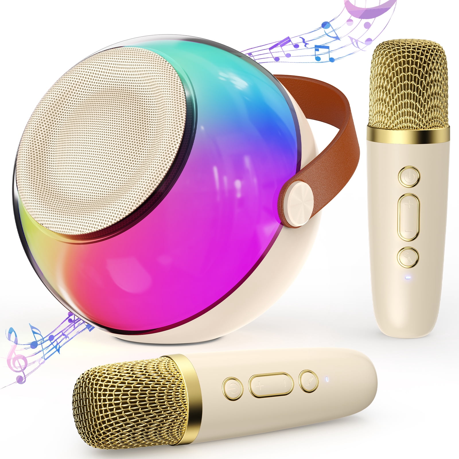 JYX Mini Karaoke Machine, Portable Bluetooth Speaker with 2 Microphones ...