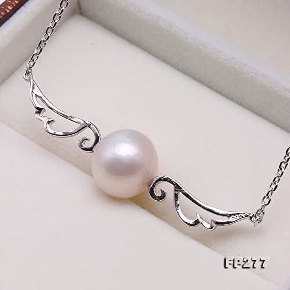 JYX Pearl Angel Wings Pendant Necklace 14.5mm Round Edison Pearl ...